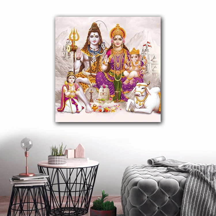Daily Sales Lord Shiva Family Wall Canvas Painting | Traditional Home ...