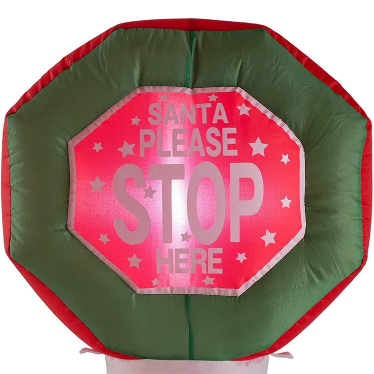 Blow Up Outdoor Yard Garden Christmas Inflatable Lighted Santa Stop ...