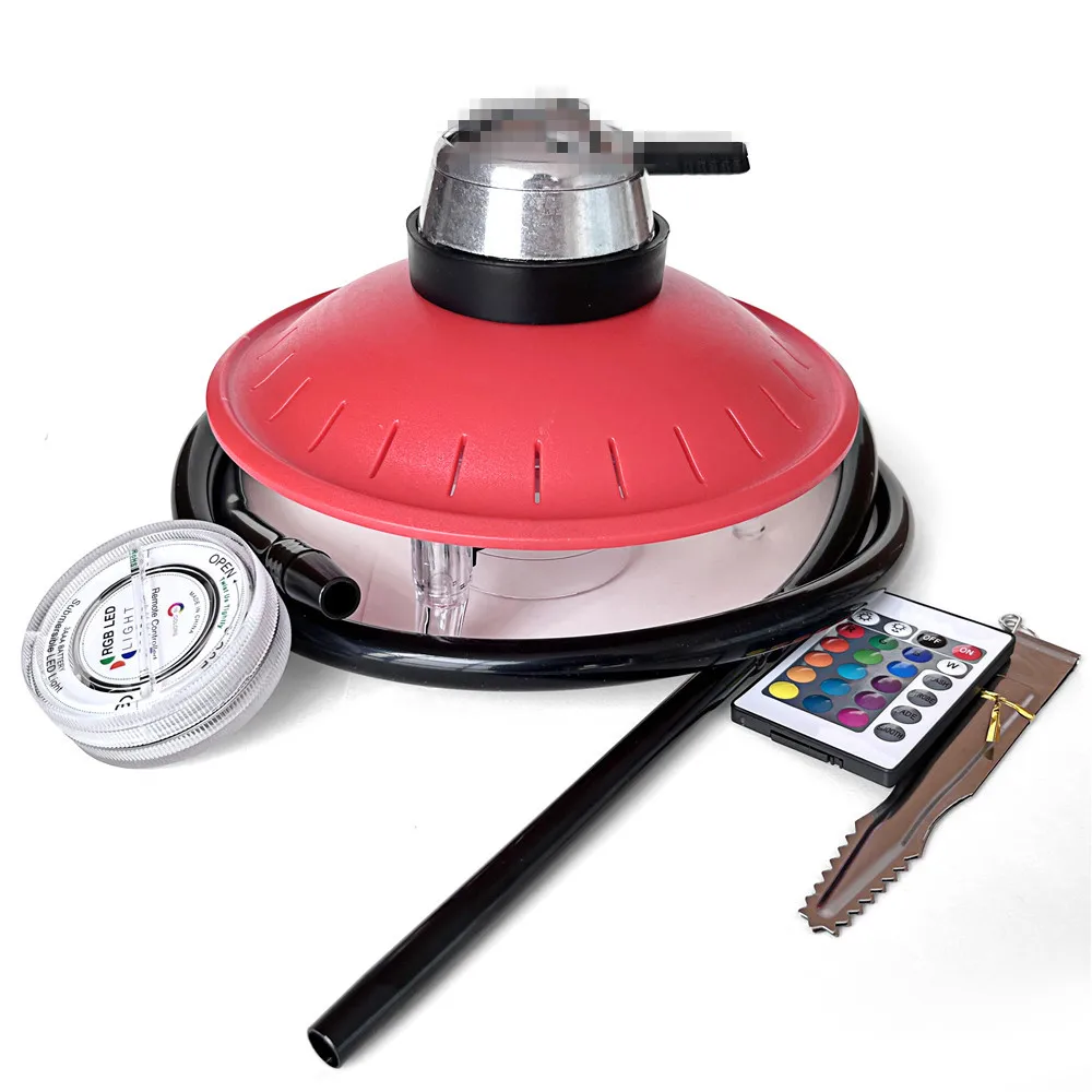 UFO Hookahs Acrylic Hookah Set with LED Light & HMD Coal Tong