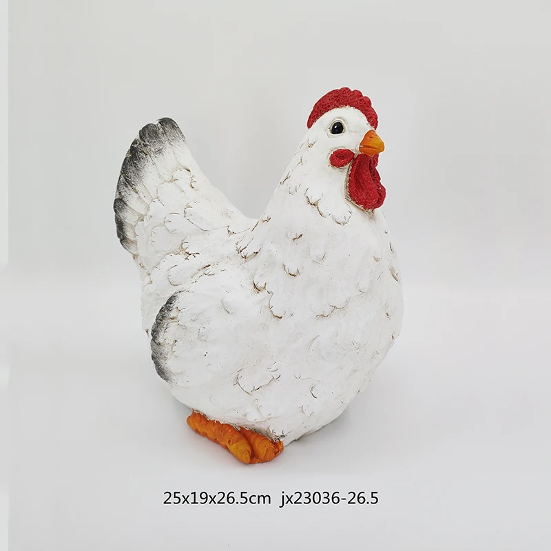 Poly Resin Material White Color Hen Ornament Farm Animal Outdoor ...
