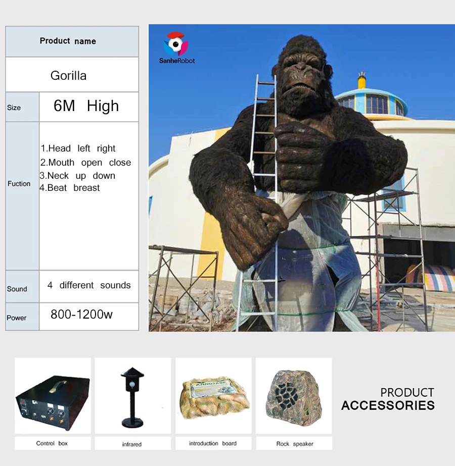 Custom 6m High Super Realistic Animatronic King Kong Model For ...