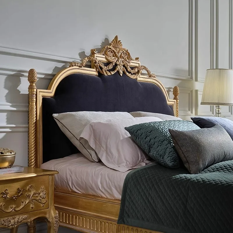 French Classical Court Retro Mahogany European Luxury Bed Double Queen ...