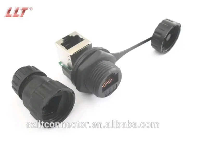 Front Panel Mount Right Angle RJ45 Socket with Cable Waterproof ...