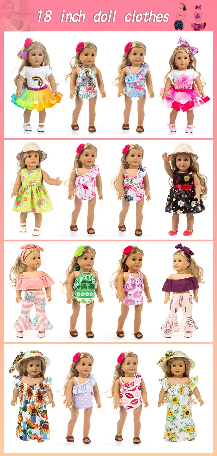 Original Design Baby Doll Clothes For 28 Inch Dolls,4 Piece Long ...