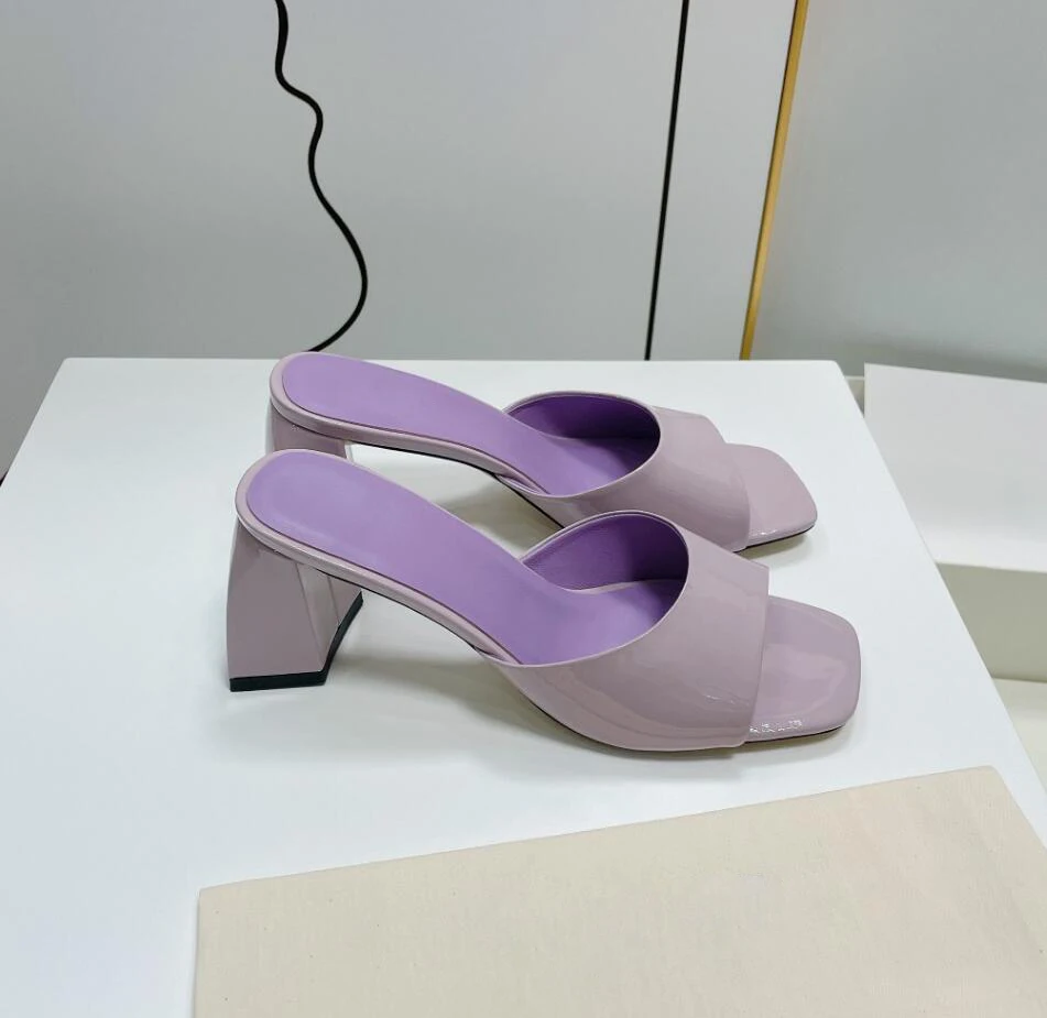 Summer New Macaron Candy Color Shiny Patent Leather Slippers For Women ...