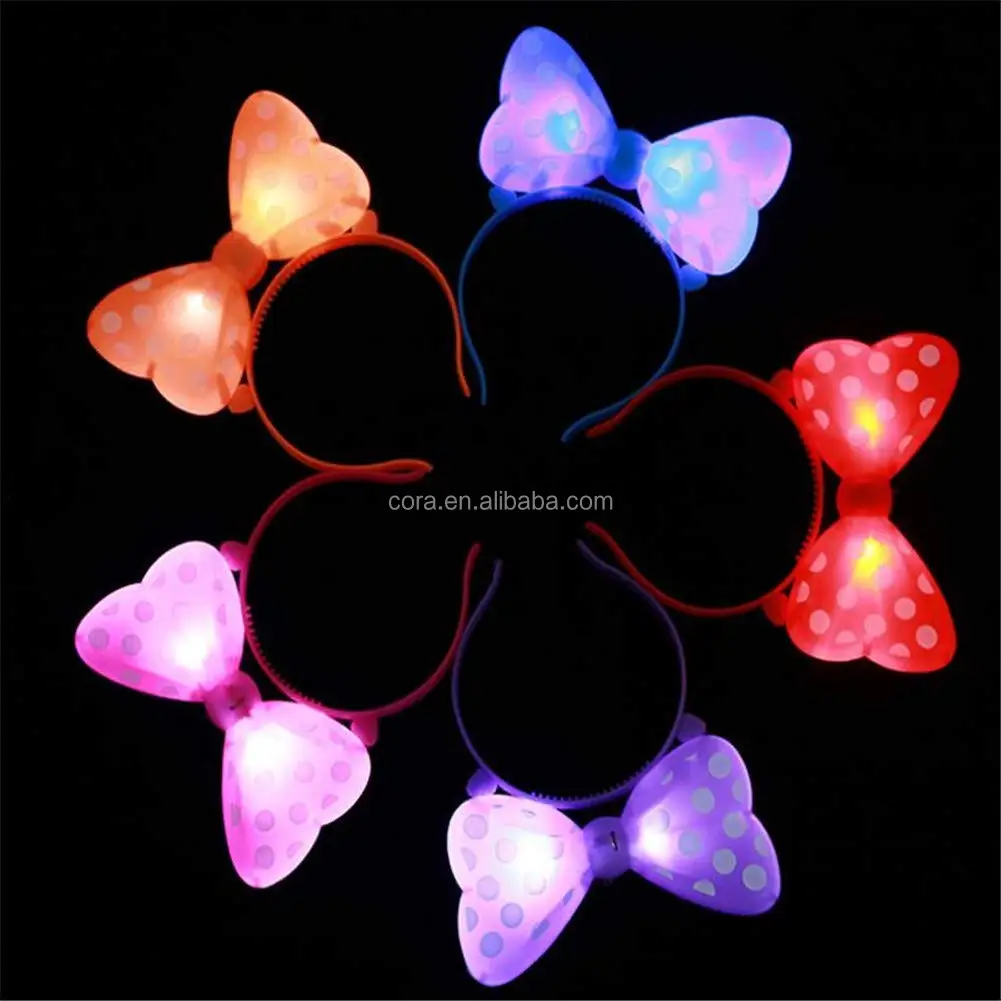 Halloween Bowknot Led Glow Hairbands Led Light Up Flashing Headband ...