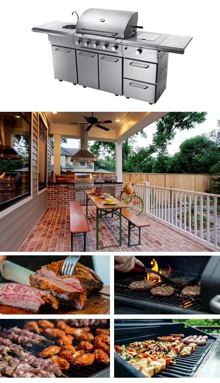 Outdoor Kitchen Grill Gas Barbecue Grill Griddle Restaurant Bbq Chicken ...