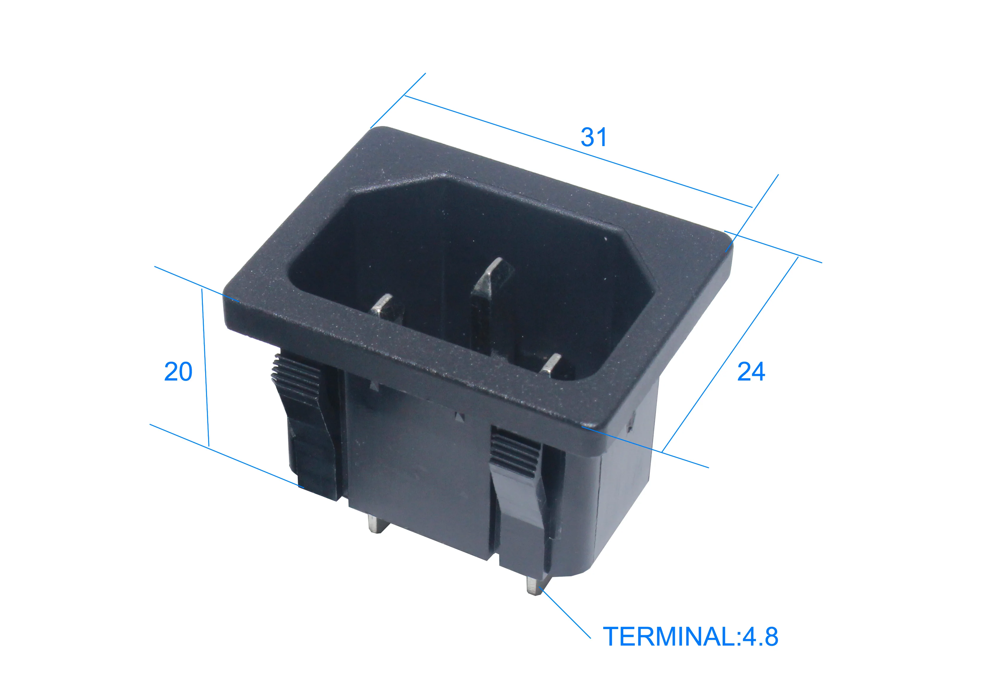 Cul Black Vertical Ac Power Socket Plug & Outlet With Standard ...