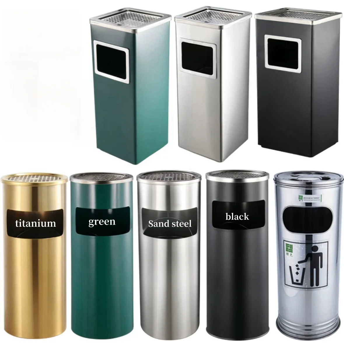 Customized Stainless Steel Standing Waste Bins Recycle Trash Can For ...