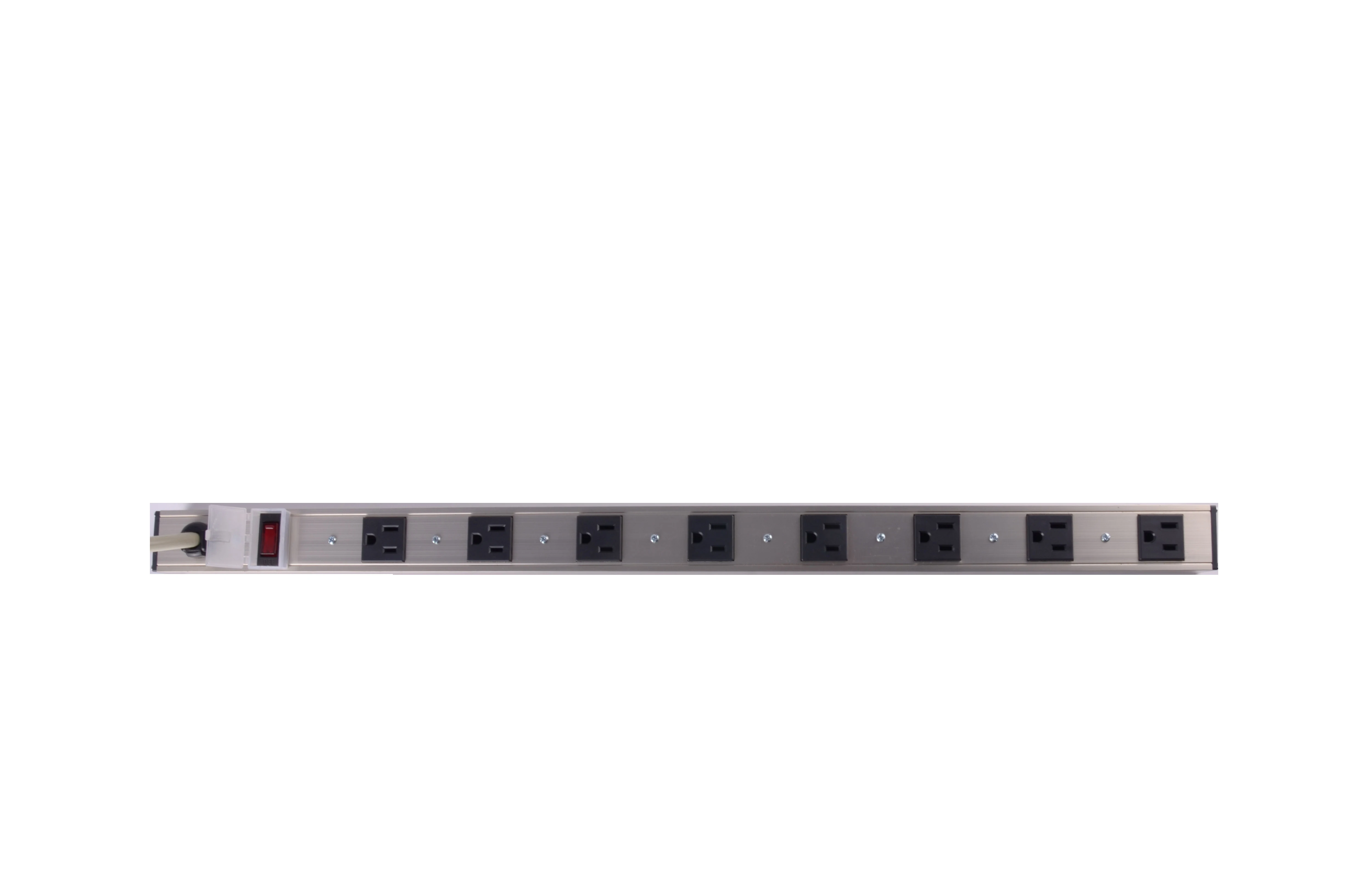 125v,15a,3ft Cord,5-15r 8 Outlet Horizontal Industrial Metal Power ...