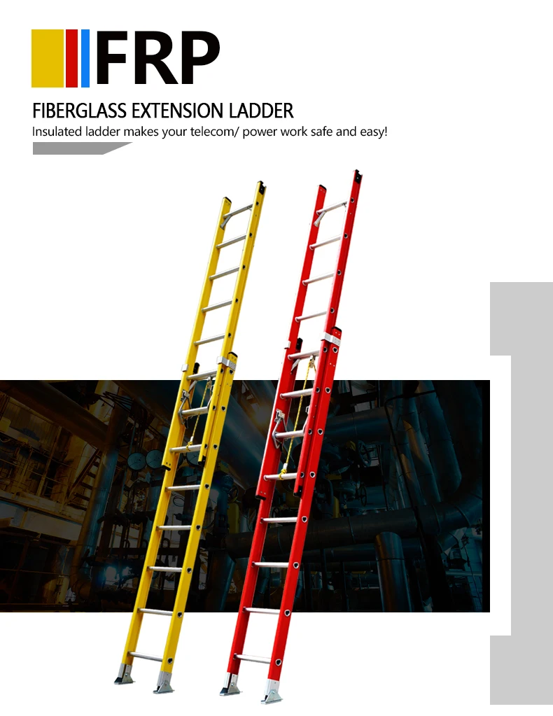 Extension Fiberglass Ladders 2*10,2*12,2*14 - Buy Red Or Yellow Color 4 ...