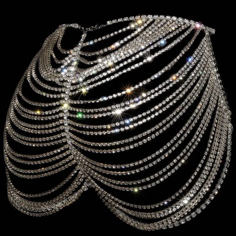 Sexy Women Rhinestone Multilayered Belly Butt Chain Waist Body Chain Night Club Party Jewelry