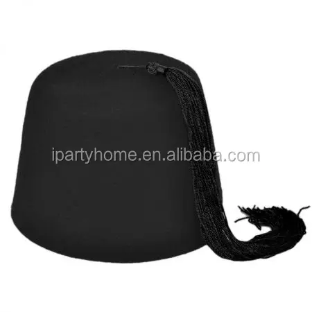 Black Felt Masonic Fez Turkish Hat with Tassel - Perfect for Fez Party Hats