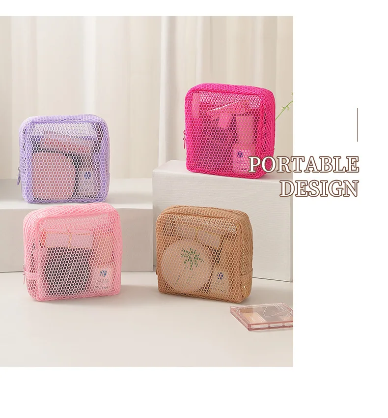 Large Capacity Portable Bean Curd Bag Dopamine Mesh Cosmetic Bag with ...