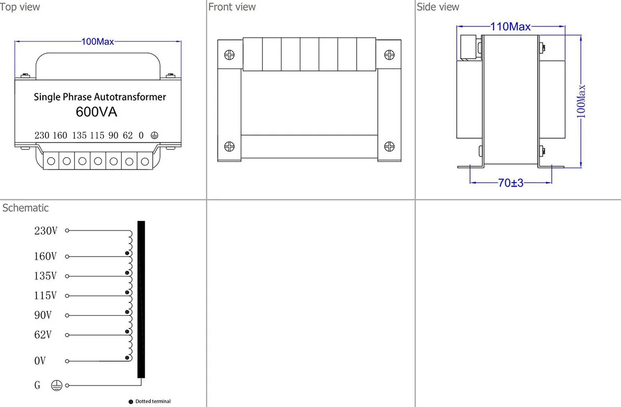 Power Step-up Step-down Transformer EI16 for 100W Output