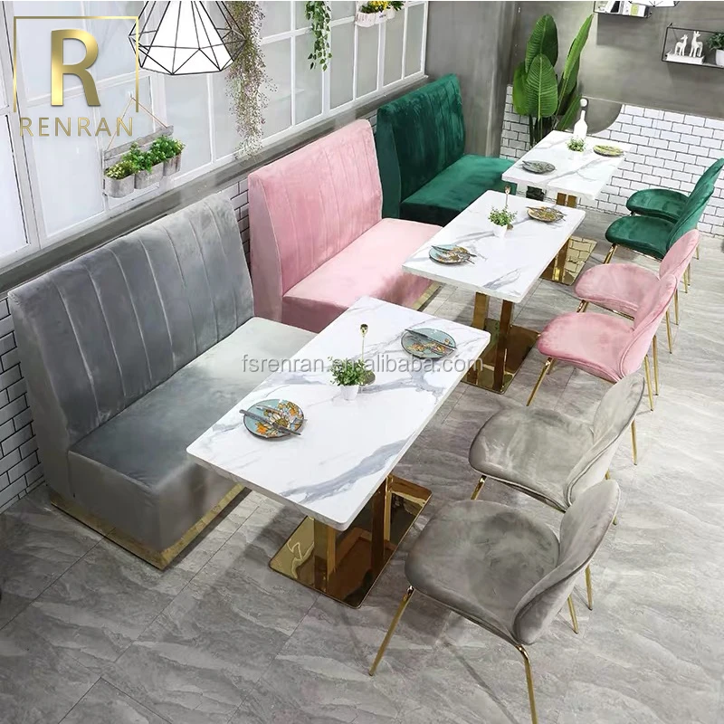 Velvet Luxury Cafe Restaurant Furniture - Booth Sofa & Chair Set