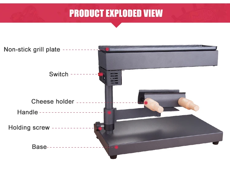 Mozzarella Cheese Electric Appareil Raclette 12 Fromage Grill Raclette ...