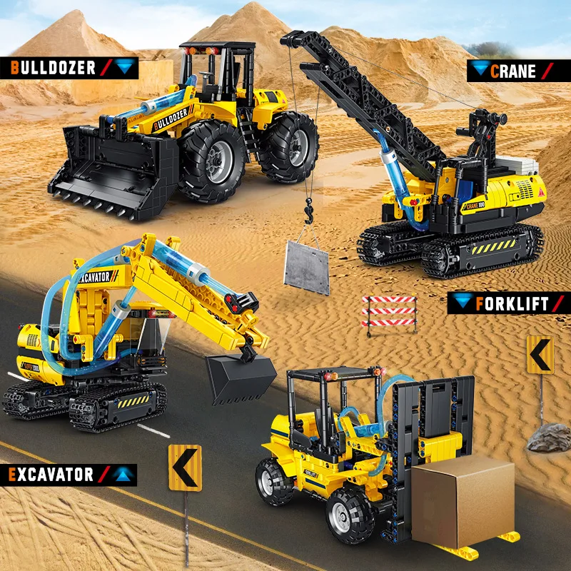 Kids Educational Setm Toys Hydraulic Movable Construction Vehicle ...