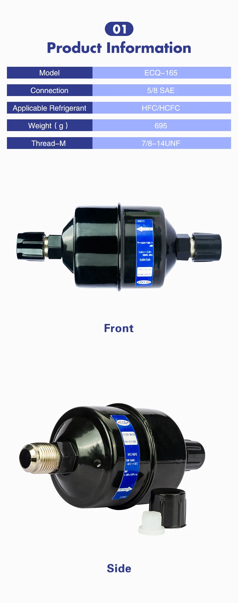 Liquid Line Filter Drier 084 1/2 Inch Odf/sae Connection Unidirectional ...