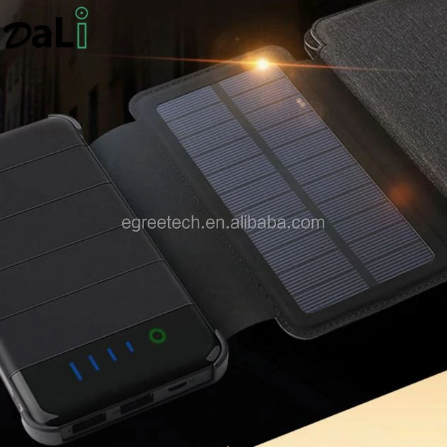 Foldable Solar Power Bank 20000mah Waterproof Dual Usb Led Flashlight ...