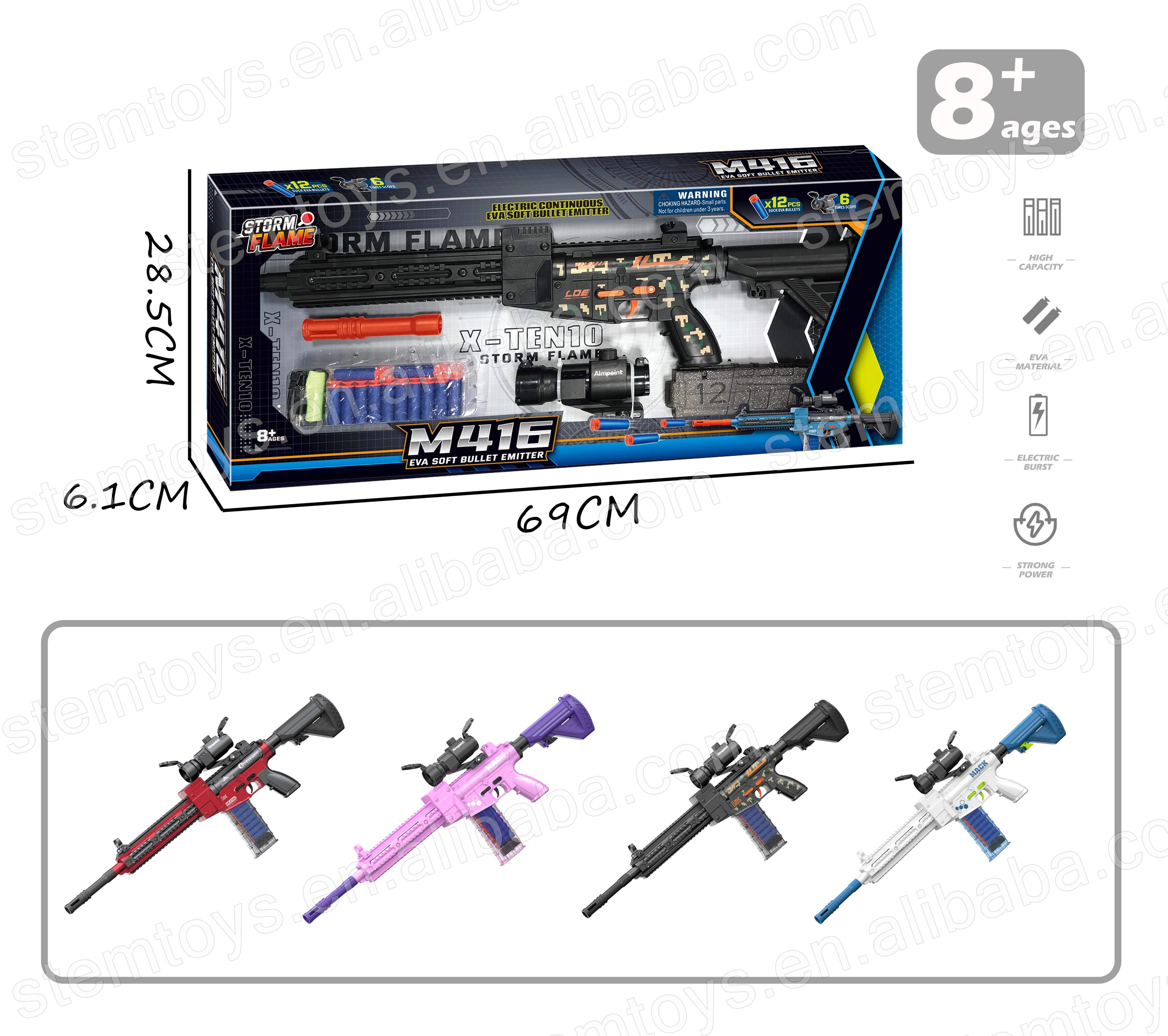 M416 Soft Bullets Auto Shooting Gun - High-Speed Fun