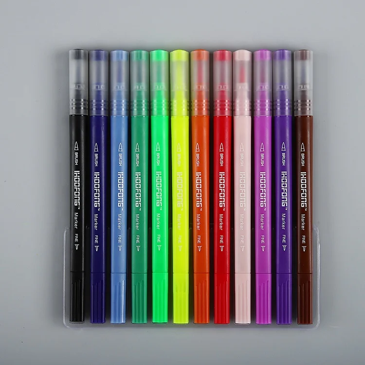 24 Color Graphic Art Twin Tip Coloring Brush Pen Marker ,Marker Pen Set ...
