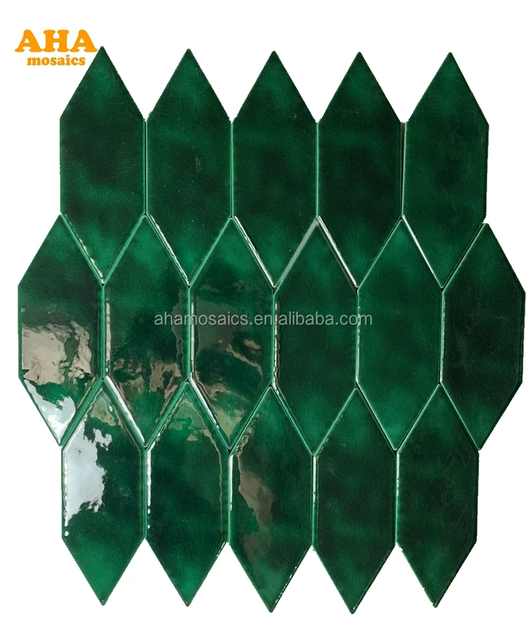 Green Irregular Leaf Shape Porcelain Ceramic Mosaic Tiles for Bathroom ...