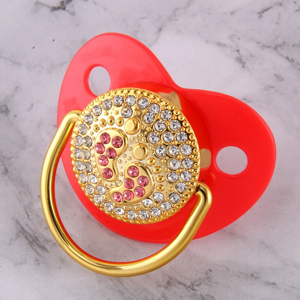Luxurious Synthetic Diamond Golden Baby Bling Pacifier Newborn Infant ...