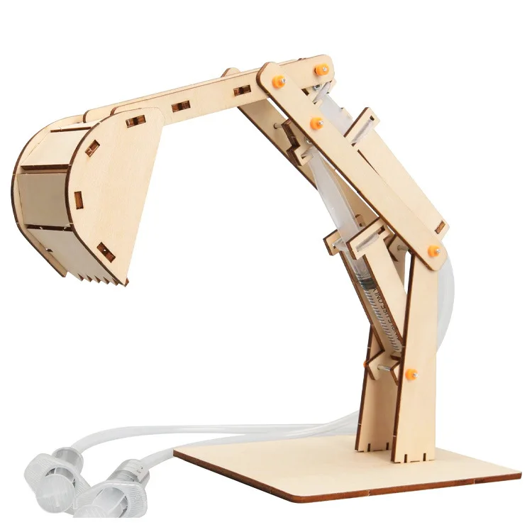 Wooden Hydraulic Excavator Building Toy Kit For Kids