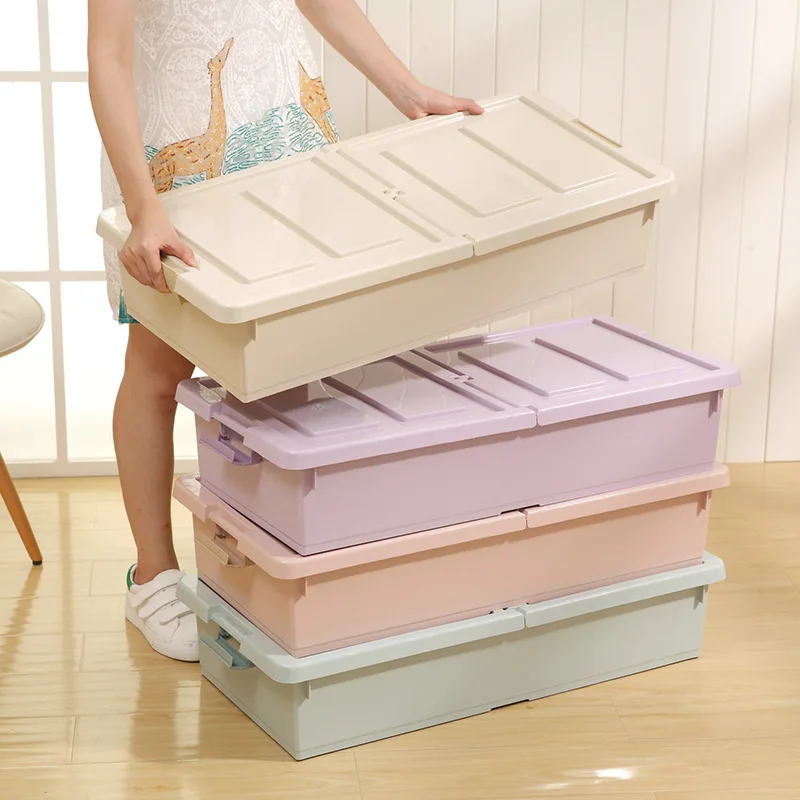 Stackable Plastic Under Bed Storage Bins With Latching Handles And ...