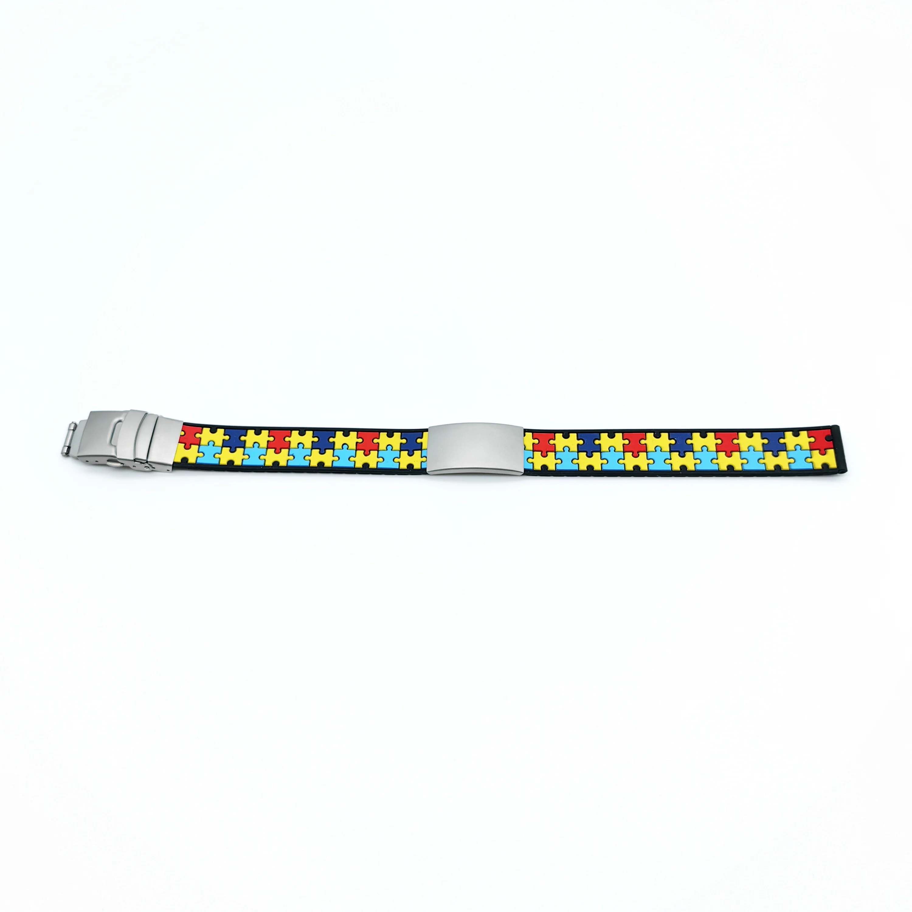 Custom Engrave Logo Stainless Steel Plate Autism Bracelet