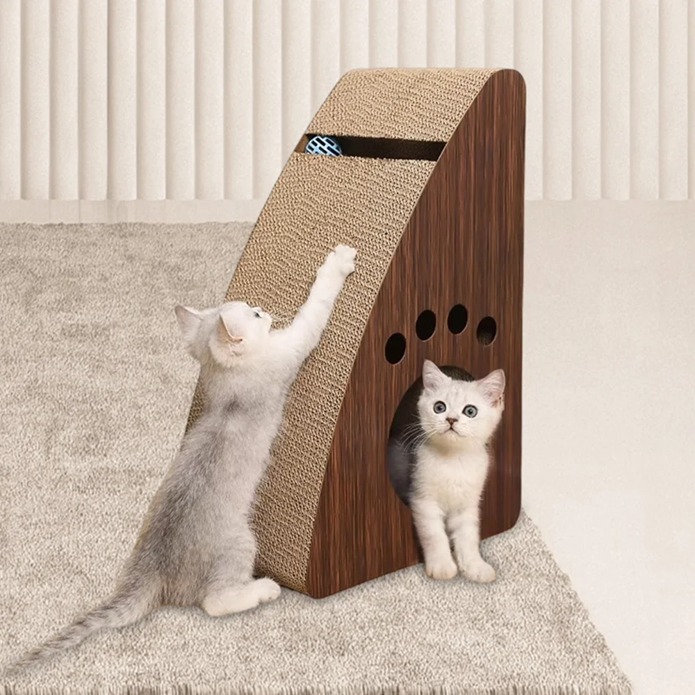 Triangle Shape Cat Scratcher Cardboard Corrugated Durable Cat Scratch ...