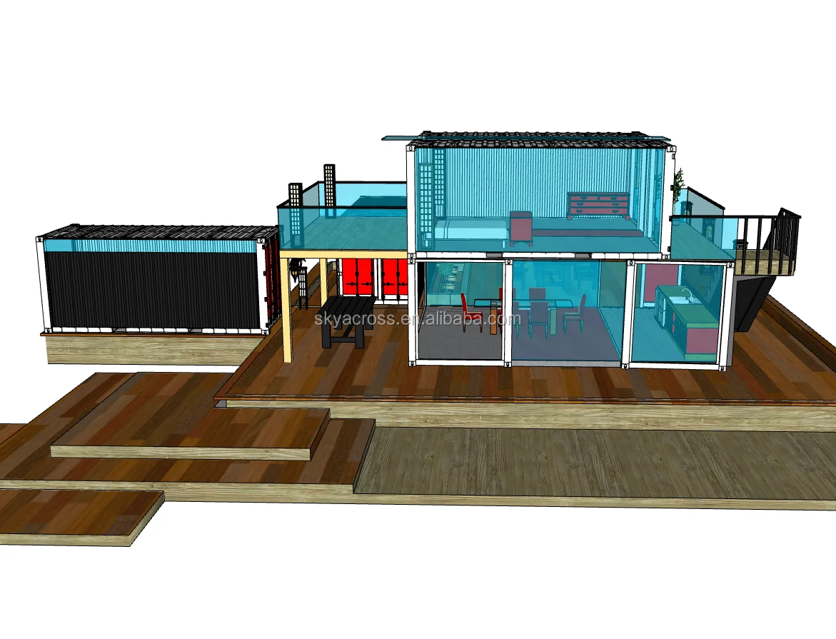 Modern Living Flat Pack Container House Two Floor Container vans ...