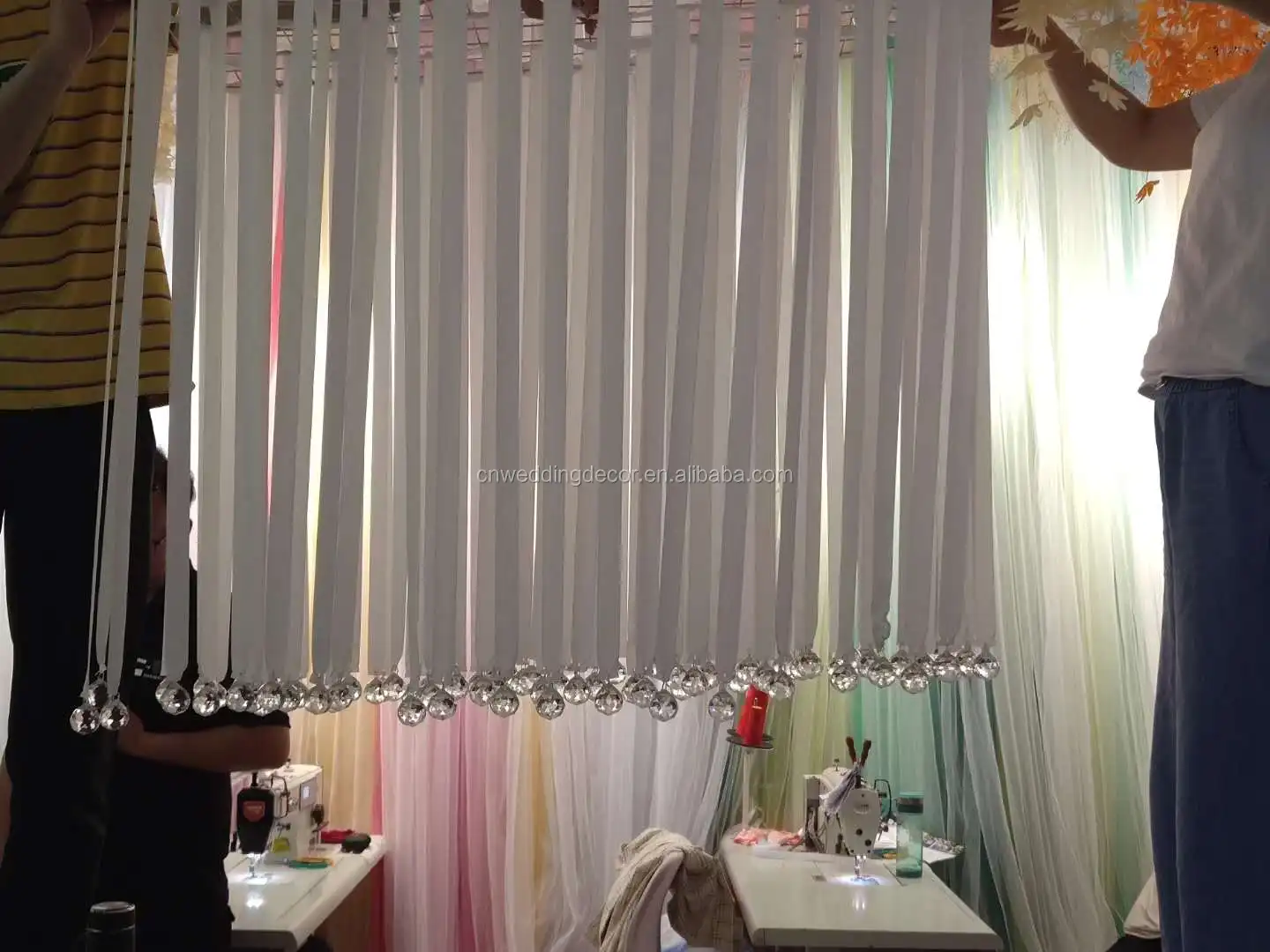 Dreamly Wedding Bead Curtain Stage Ceiling Crystal Ceiling Bead Drapery ...