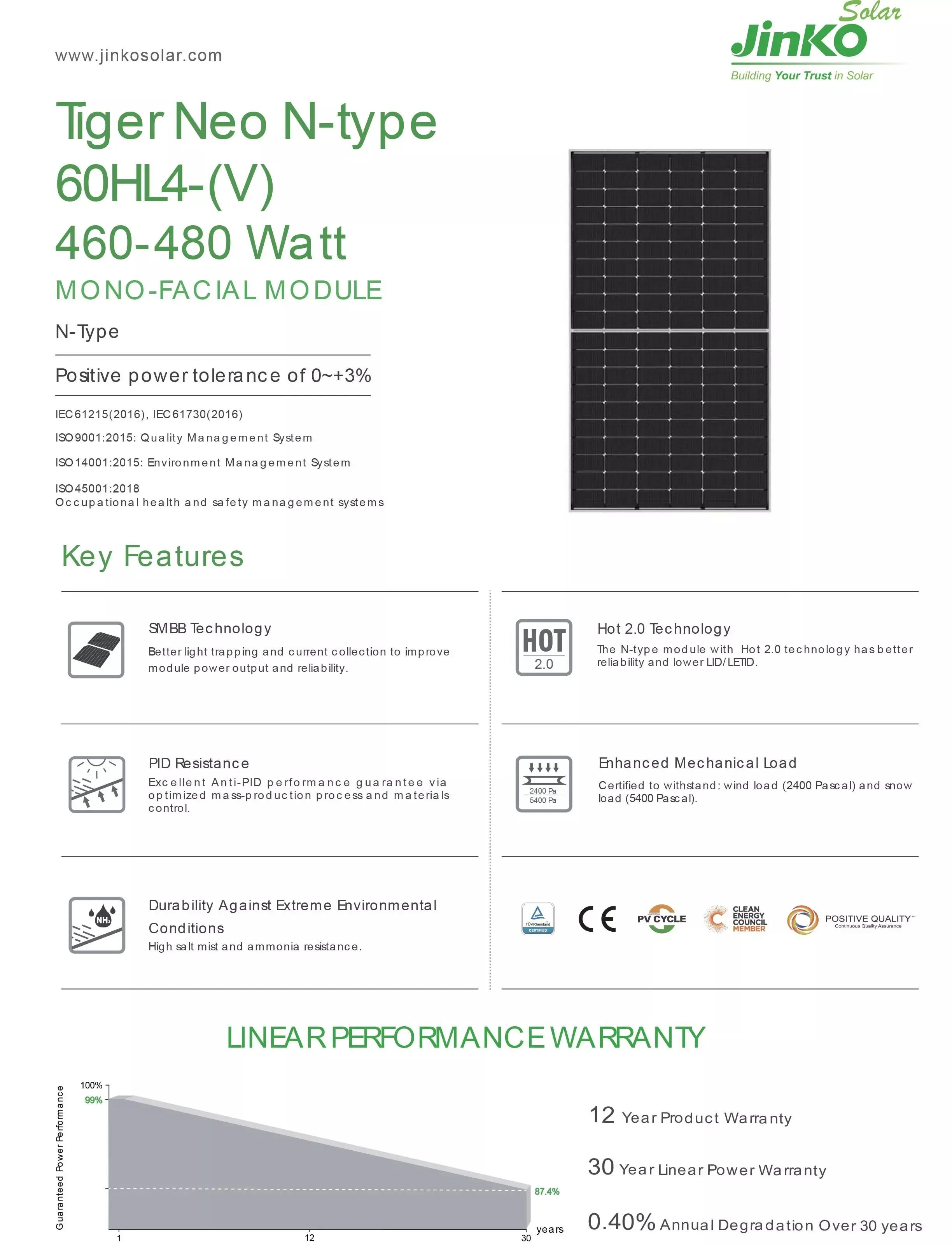 金科虎Neo N型60HL4-(V) 460-480瓦单声道面部模块460w 465W 470W 475W 480太阳能电池板，适用于欧洲 ...