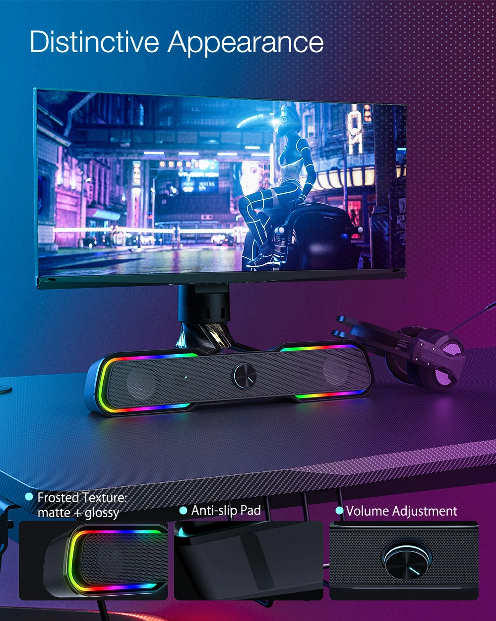 Computer Speaker Usb For Computer 3.5mm Wired Desktop Soundbar Stereo ...