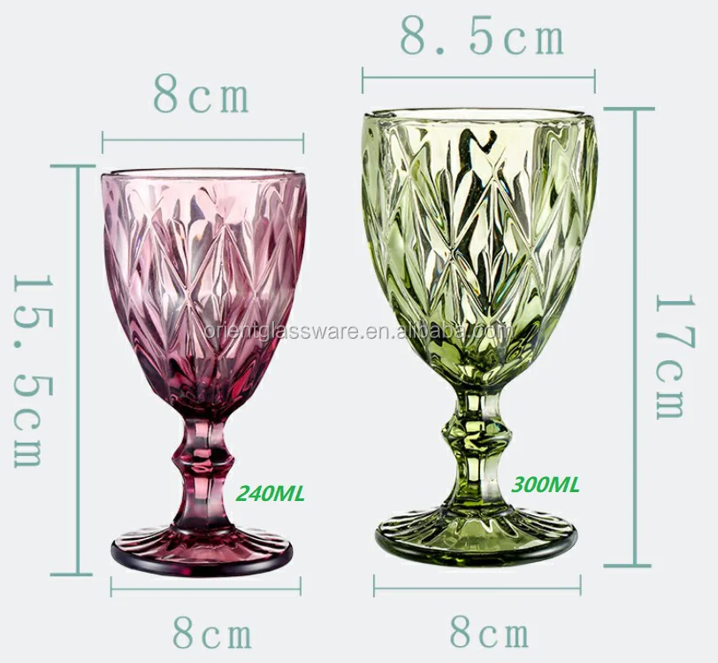 Wholesale 8oz 10oz Customized Goblet Wine Drinking Glass Pressed ...