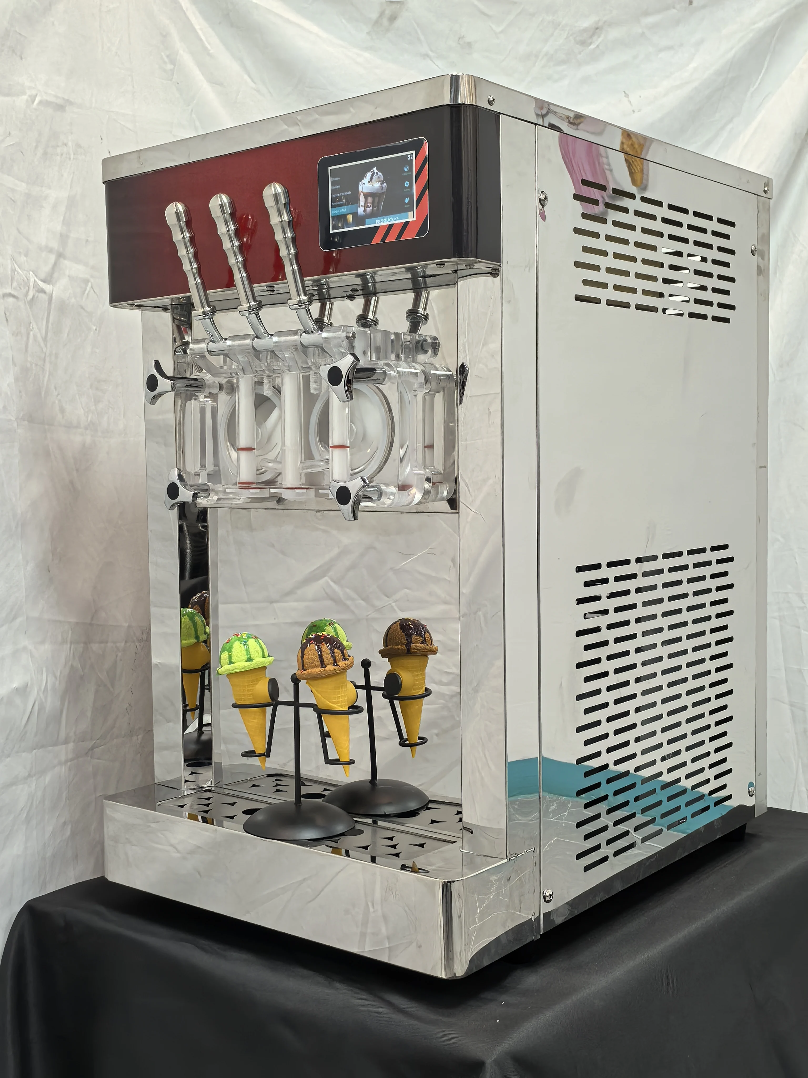 3 Flavors Automatic Frozen Slush Ice Cream Snack Equipment for Business ...