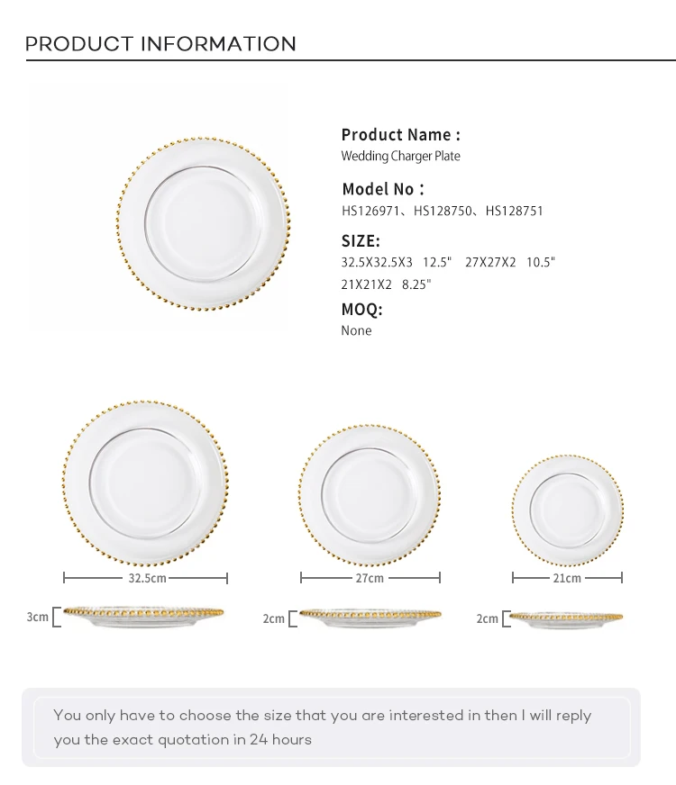 28ceramics Wholesale Wedding Charge Plate Glass Gold Beaded Plate ...