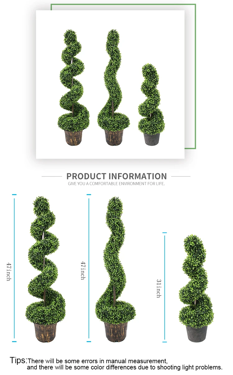 Gorgeous 6 Feet Boxwood Spiral Topiary Artificial Tree Silk Plant ...