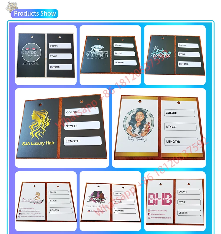 Ht-15 Custom Brand Name Printing Women Human Hair Wig Price Swing Tags ...