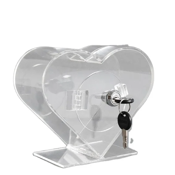 Wholesale Clear Acrylic Heart Shape Ballot Box for Events