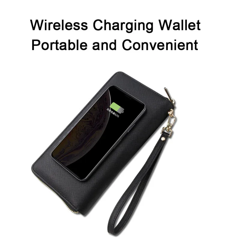 Wholesale Zipper Closure Wireless Power Bank Wallet With Charger Pu ...