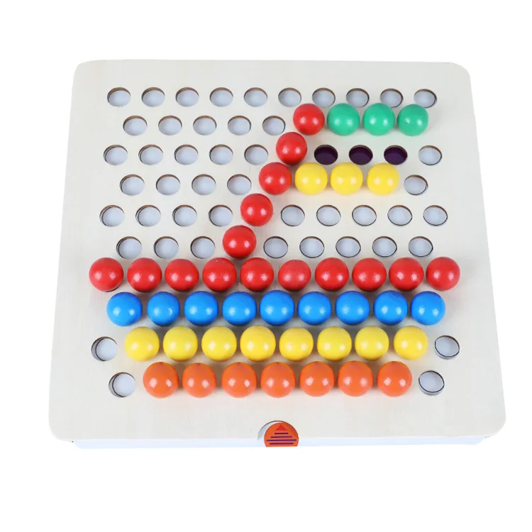 Clip Beads Memory Game Wooden Peg Board Bead Game Puzzle Color Sorting ...