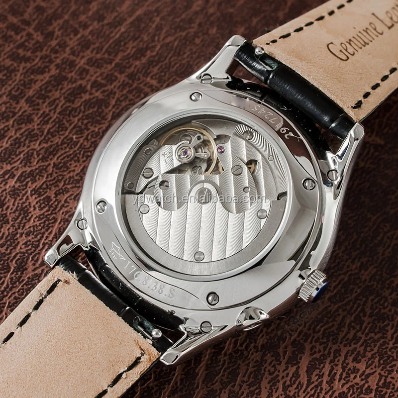 Vintage Style Power Reserve Automatic Mens Watch - Red Gold Stainless Steel