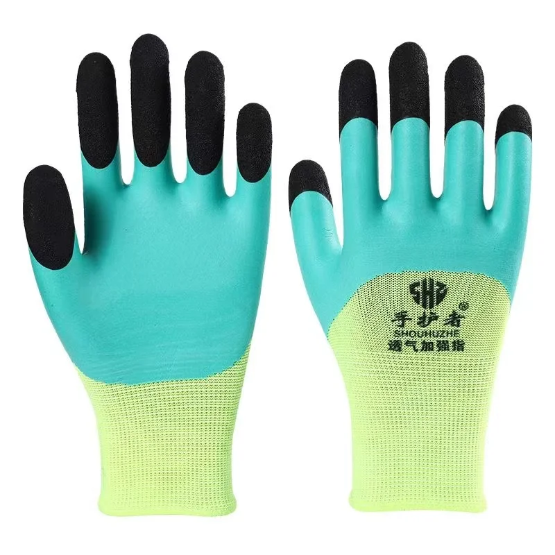 Green Finger Padded Safety Gloves Latex Foam Breathable Non-slip Wear ...