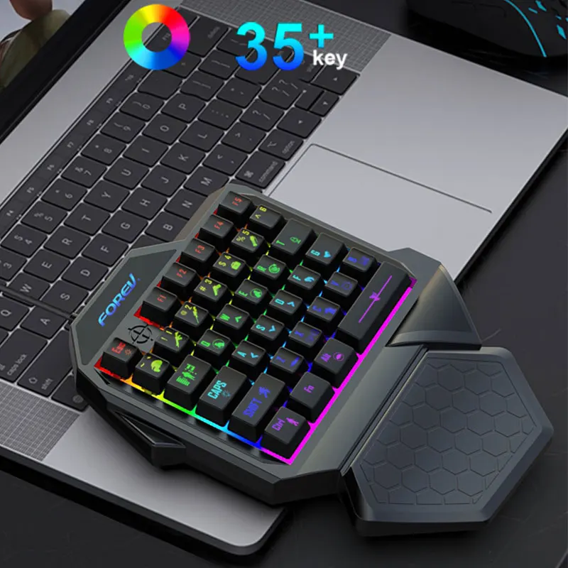 OEM Gaming Keyboard Left Hand Mini One Handed 35 Keys Colorful Lighting ...