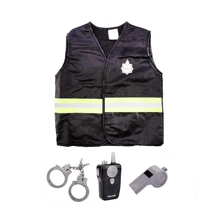 Kids Role Play Uniform Police Jacket Vest Set Toy With Interphone ...