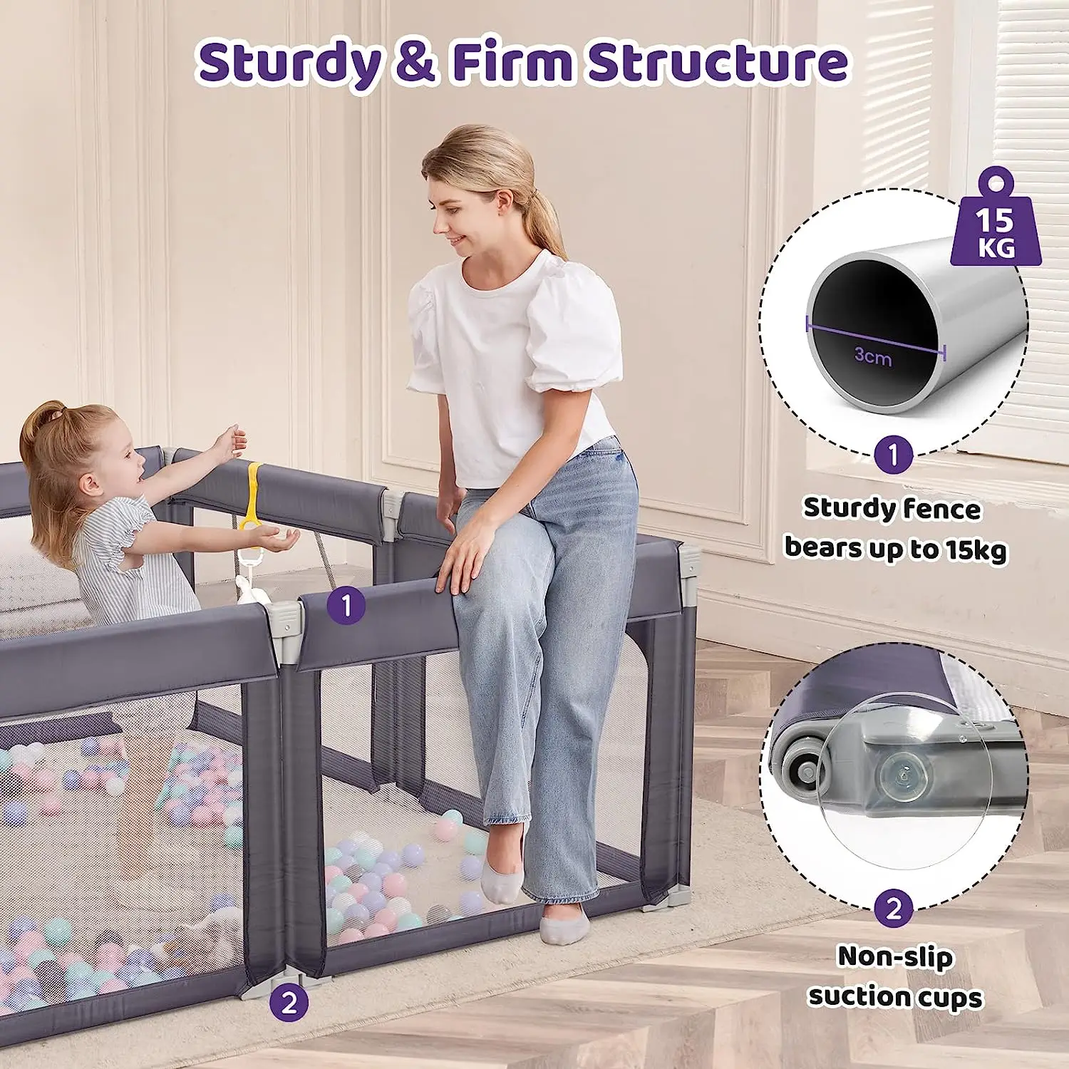 Indoor Baby Folding Fence Play Ground Safety Fence Removable Baby Fence ...