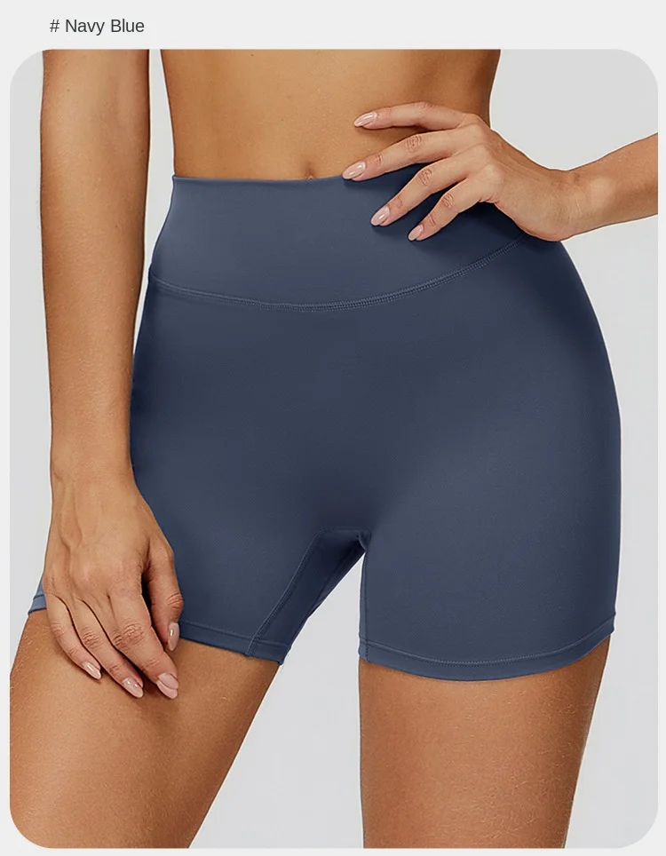 Sanding Solid Yoga Shorts High Elastic Waist Quick-drying Sweat-Wicking ...